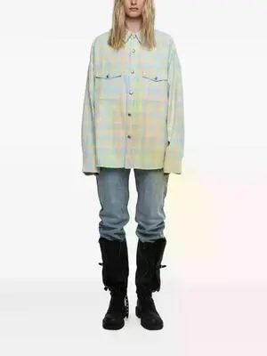 MAINLESS Flap Pockets Plaid Shirt - Blue