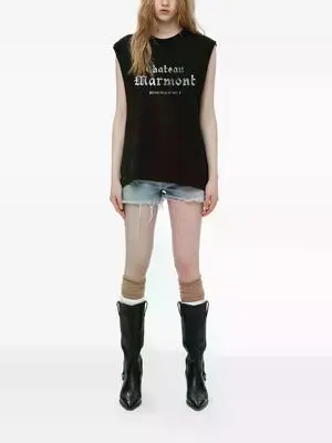 MAINLESS Sleeveless Distressed T-shirt
