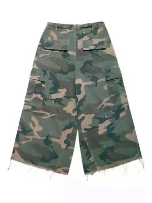 MAINLESS Camouflage Print Wide Leg Trousers - Green