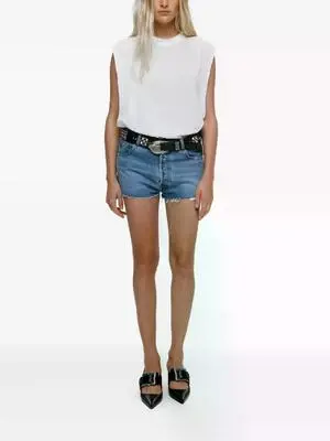 MAINLESS Frayed Denim Shorts
