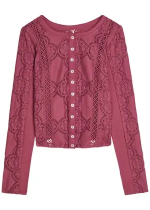 Free People Jae Lace-cutwork Cotton-blend Top