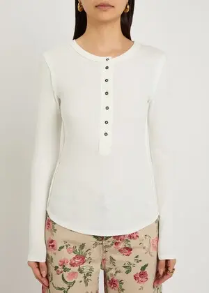 Free People Jamie Henley Ribbed Stretch-cotton Top