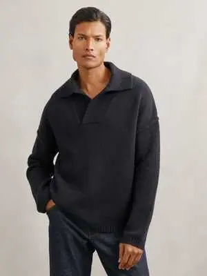 REISS Vatali Wool-blend Open-collar Jumper