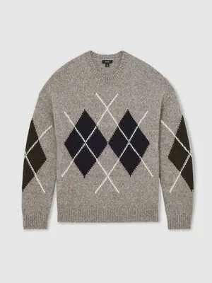 REISS Wool-blend Argyle Jumper