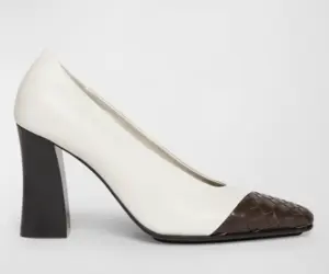 BOTTEGA VENETA Mixed Leather Block-Heel Pumps