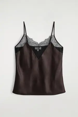 Cos Lace-trimmed Satin Cami Top