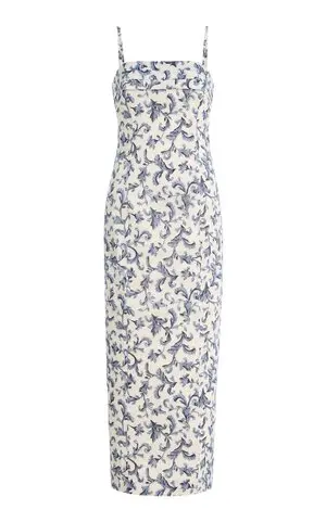 Posse Rue Baroque-print Linen-silk Midi Dress - Multi