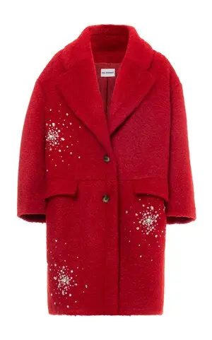 DES_PHEMMES Embroidered Wool Cocoon Coat
