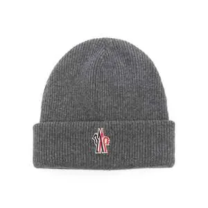 Moncler Ribbed Virgin Wool Beanie - Grey
