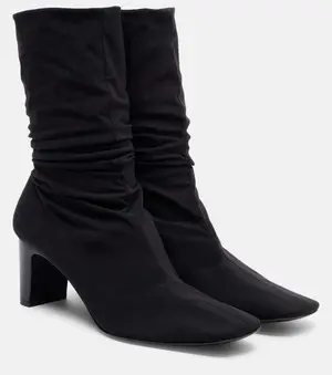Black Square Toe Heeled Boots