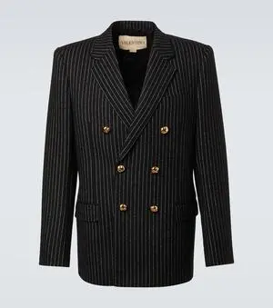 Valentino Garavani Chalk Stripe Wool And Silk Blazer