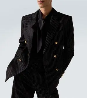 Valentino Garavani Chalk Stripe Wool And Silk Blazer