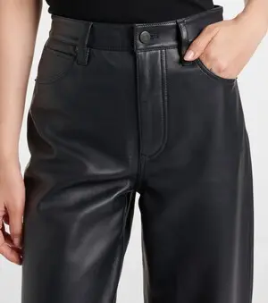 FRAME Neat Leather Straight Pants
