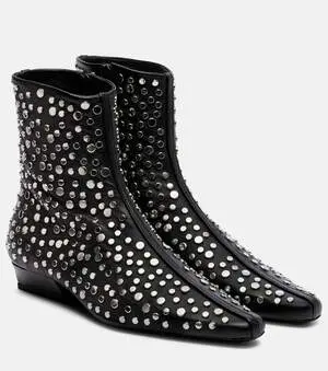 Staud Wally Studded Leather Ankle Boots - Black