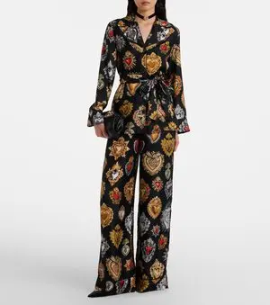 Dolce & Gabbana Devotion Belted Silk Twill Blouse
