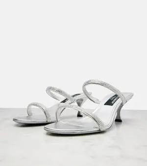 Dolce & Gabbana 60 Crystal-embellished Satin Mules