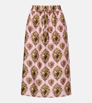 Dolce & Gabbana Printed Silk Midi Skirt