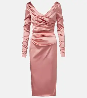 Pink Satin Midi Dresses
