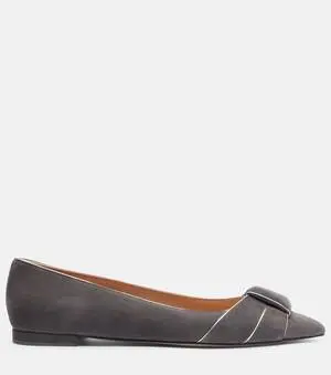 GIANVITO ROSSI Suede Ballet Flats - Grey