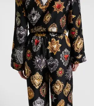 Dolce & Gabbana Devotion Silk Twill Palazzo Pants