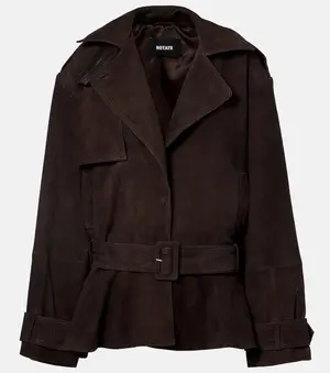 ROTATE BY BIRGER CHRISTENSEN Oversized Suede Biker Jacket