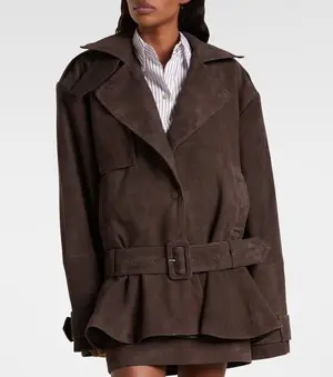 ROTATE BY BIRGER CHRISTENSEN Oversized Suede Biker Jacket