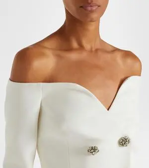 Safiyaa Bridal Kamile Off-shoulder Crêpe Jacket