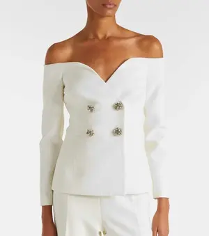 Safiyaa Bridal Kamile Off-shoulder Crêpe Jacket