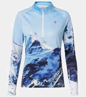 Perfect Moment Printed Ski Top - Blue
