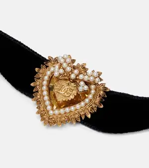 Dolce & Gabbana Devotion Embellished Velvet Choker