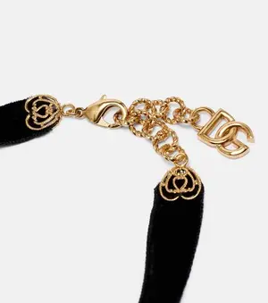 Dolce & Gabbana Devotion Embellished Velvet Choker