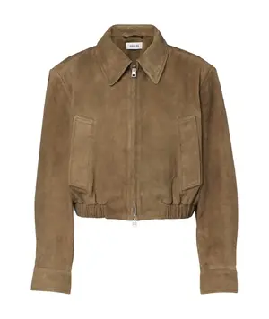 AGOLDE Nahla Cropped Suede Jacket - Green