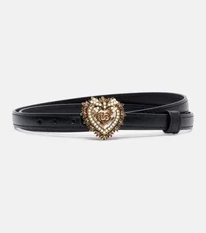 Dolce & Gabbana Devotion Embellished Leather Belt - Black