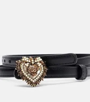 Dolce & Gabbana Embellished Leather Belt - Black