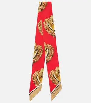 Dolce & Gabbana Printed Silk Twill Scarf - Red