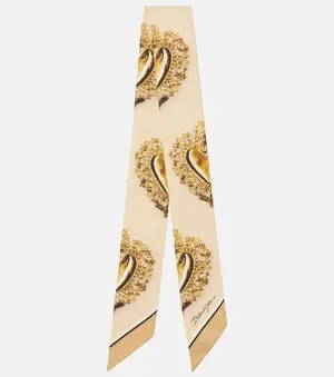 Dolce & Gabbana Printed Silk Twill Scarf - Beige