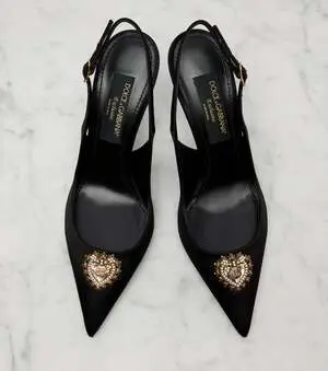 Dolce & Gabbana Devotion 90 Satin Slingback Pumps