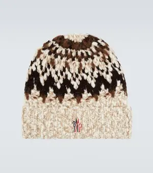 Moncler Jacquard Wool-blend Beanie - Beige