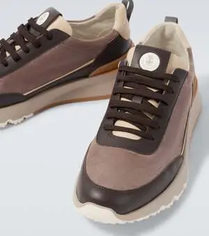 Brunello Cucinelli Leather-trimmed Suede Sneakers