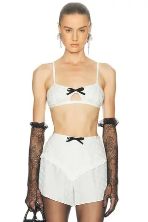 Alessandra Rich Silk Bra Top - White