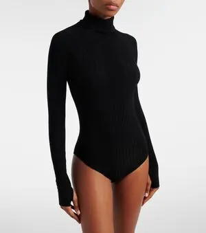 Perfect Moment Turtleneck Wool-blend Jersey Bodysuit - Black