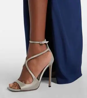 JIMMY CHOO Azia 110 Satin Sandals - Silver