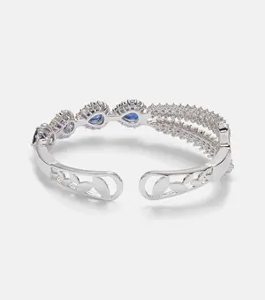 Yeprem 18kt White Gold Diamond And Sapphire Cuff Bracelet