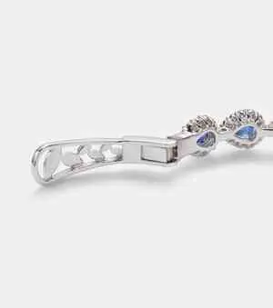 Yeprem 18kt White Gold Diamond And Sapphire Cuff Bracelet
