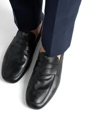 Prada Shuffle Antiqued Leather Loafers - Black