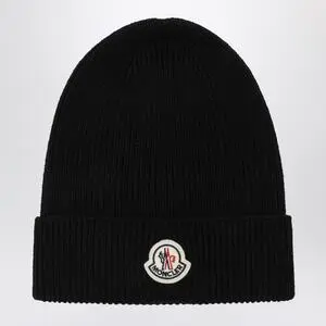Moncler Logo Patch Beanie - Black
