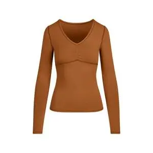 SKIMS Cotton Jersey Shirred Bust Long Sleeve - Chai