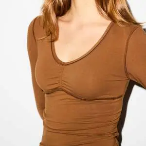 SKIMS Cotton Jersey Shirred Bust Long Sleeve - Chai