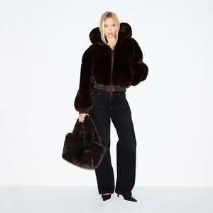 SKIMS Faux Fur Mini Tote - Espresso