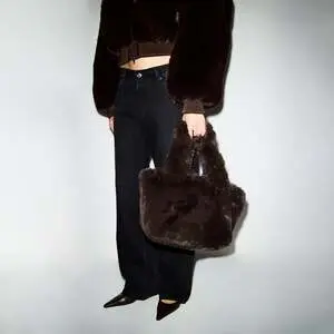 SKIMS Faux Fur Mini Tote - Espresso